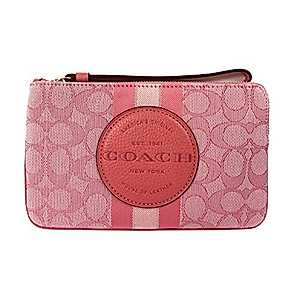 COACH Dempsey Large Corner Zip Wristlet In Signature Jacquard With Stripe Patch (IM/Taffy)