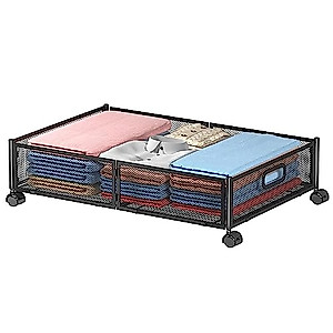 Pack of 2 Under Bed Storage Containers, Foldable Storage Organization with Handles Under Bed Storage Bins Drawer