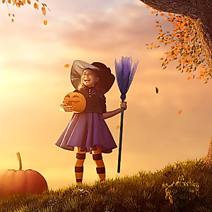 FOMIYES 2Pcs Halloween Witch Broom Net Yarn Witch Broom Kids Cosplay Broomstick for Halloween Costume Party Haunted House Masquerade Show Prop Supplies