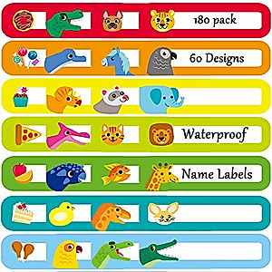 Youngever 180 Pack Baby Bottle Labels for Daycare, Waterproof, Self-Lamination, Write-on, 60 Fun Design