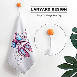 Lurnise Hand Towel Bow Hand Towels Dish Towel Lanyard Design for Bathroom Kitchen Sports