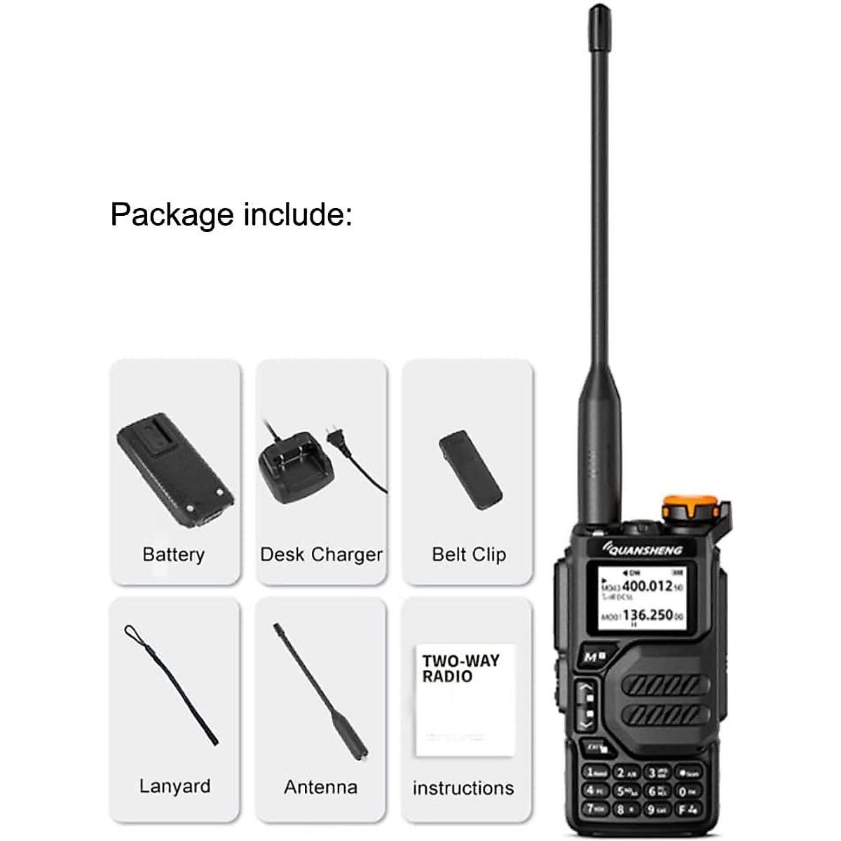 UV-K5 Dual Band Radio 5 Watt Output Portable Two-Way Radio with NOAA Weather Alert Walkie Talki FM (1pc)