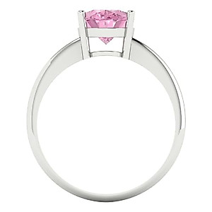 Clara Pucci 2.0 ct Oval Cut Solitaire Pink Simulated Diamond Wedding Bridal Designer Anniversary Engagement Ring Real 14k White Gold