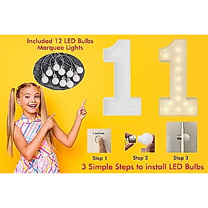 4FT Marquee Light Up Numbers Pre-Cut Frame Giant Marquee Numbers 1, Mosaic Numbers for Balloons, Two 20th 21st Birthday Decorations, 22nd Birthday Party Decor, 2023 Graduation Decorations