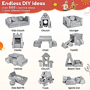 Kids Couch Sofa, 2024 Newest 16 PCS Modular Kids Play Couch 500+DIY Creative Toddler Couch, Freely Removable Baby Couch for Toddler Couch for Playroom Classroom Kids Room