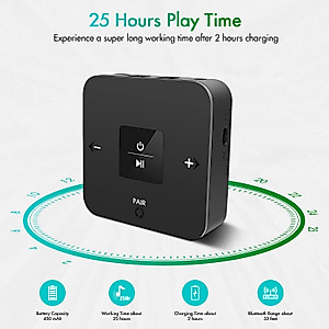 Giveet Bluetooth Transmitter Receiver for TV to Headphones, 2-in-1 Bluetooth V5.0 Adapter w/Volume Control, Optical RCA AUX for PC/DVD/MP3/Home Theater, 25Hrs Playtime, Pairs 2 Devices Simultaneously