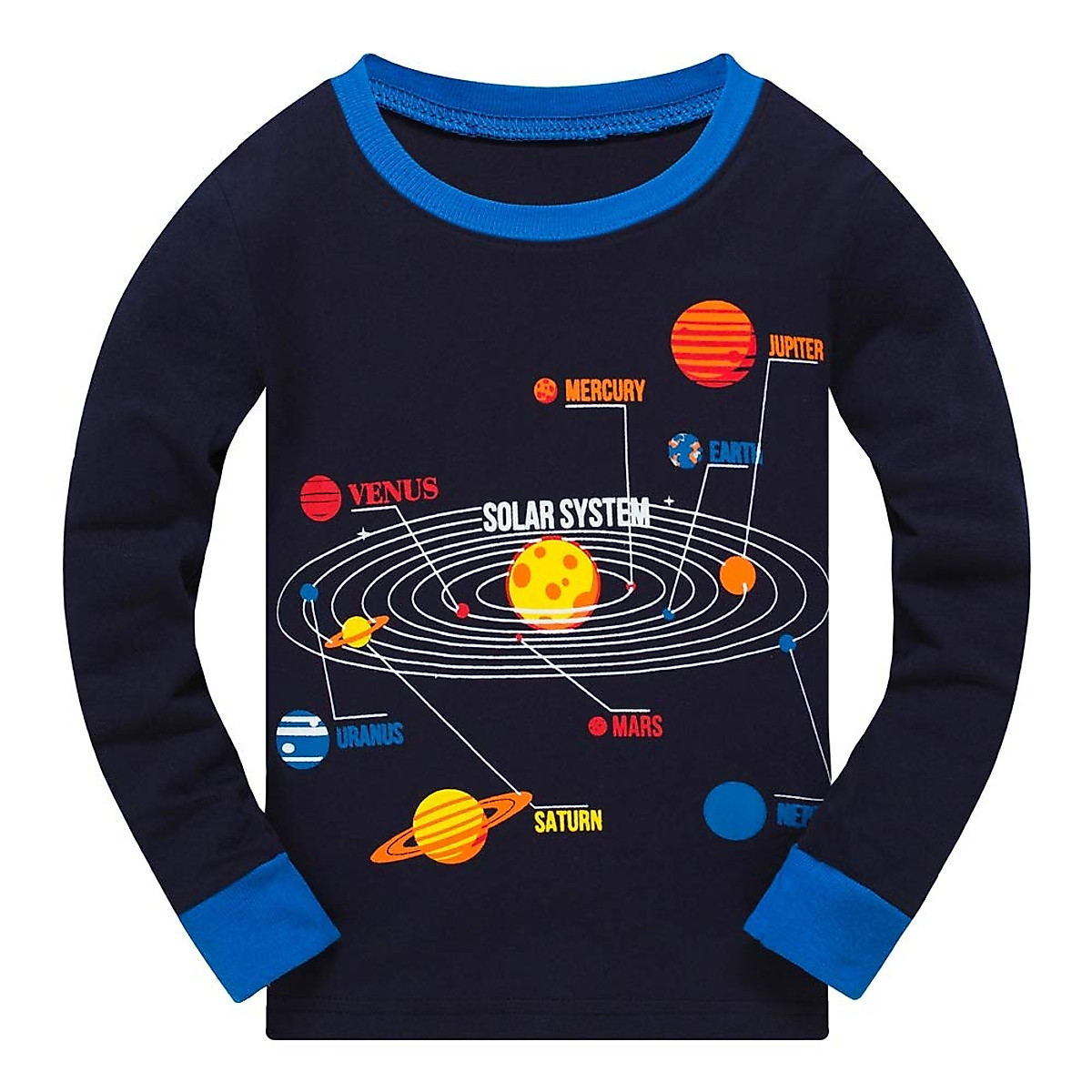 Little Boys Space Pajamas Sets for Toddler 100% Cotton Dinosaur Train Rocket Glow in Dark Sleepwear Long Sleeve 2 Piece kids Clothes Pjs 3-7T starry1-6256-6T