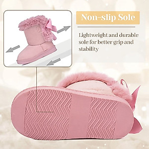 FANTURE Toddler Snow Boots for Girls Boys Winter Warm Fur Lined Kids Non Slip Outdoor Shoes (Toddler/Little Kid) U421ELTX04-Pink-21