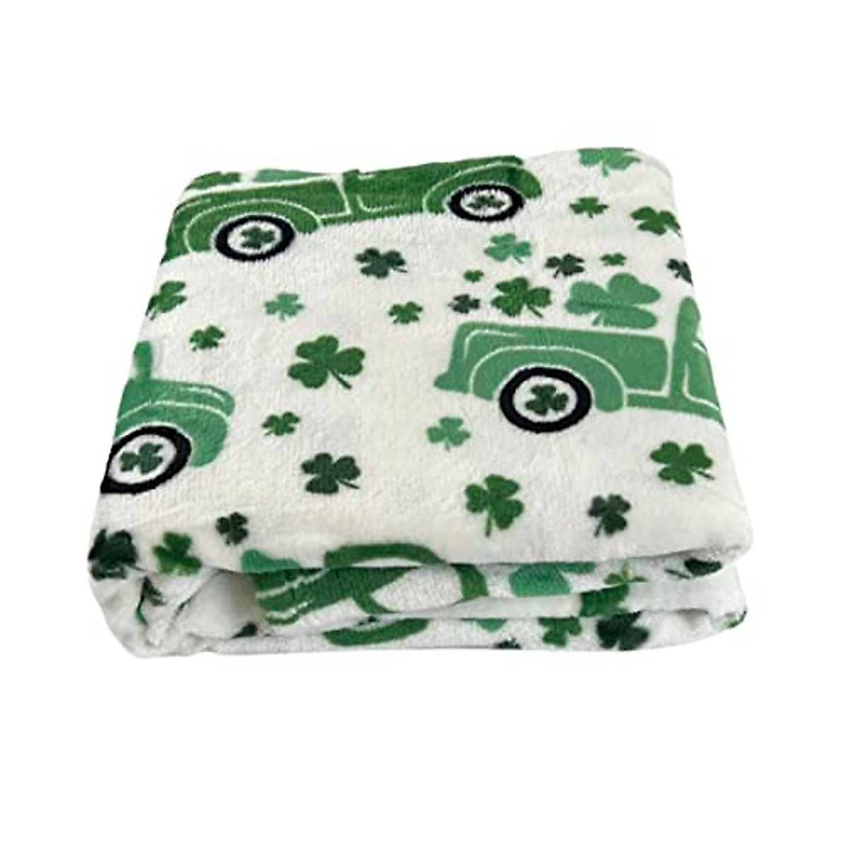 St. Patrick's Day Throw Blanket: Decorative Truck Full of Luck with Shamrock Clovers on Distressed Background Cozy Fuzzy Fleece Decorative Accent for Couch Sofa Chair Bed or Dorm (Irish Go Lucky)