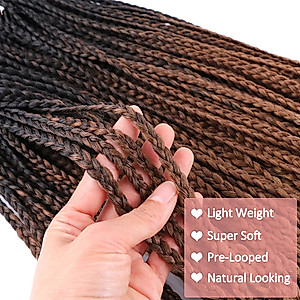 Ombre Box Braids Crochet Hair 6 Packs Goddess Pre looped Crochet Box Braids for Women Black to Honey Blonde Golden 3X Small Box Braided Knotless Braiding Hair Extensions(24 Inch,T1B/4/27#)