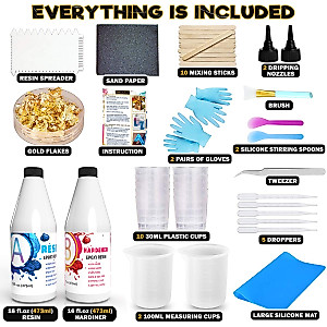 Insnug Epoxy Resin Kit Supplies - Resin for Silicone Molds, Resin Molds Tumbler Jewelry Making Kit, 32 oz Clear 2 Part Arts & Crafts Silcone Molder Keychain Hardener Casting Molds