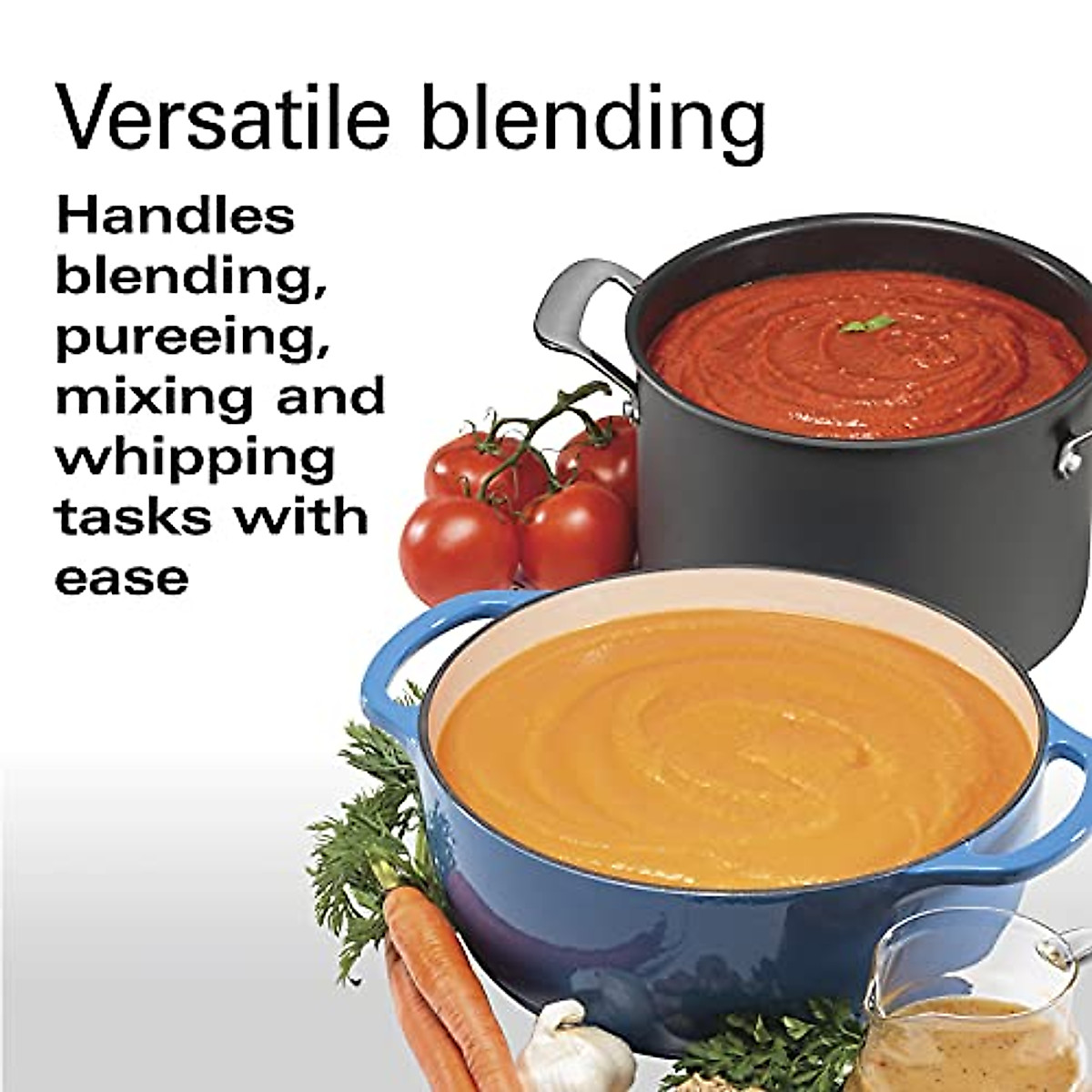 Hamilton Beach Professional Electric Immersion Hand Blender with Variable Speed + Whisk, 300 Watts, LED Screen, Stainless Steel (59750)