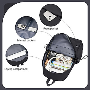 School Backpack Black Bookbag Waterproof College High School Bags For Boys Girls Lightweight Travel Rucksack Casual Daypack Laptop Backpacks For Men Women