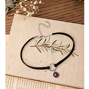 Sacina Gothic O ring Crystal Choker Necklace, Faux Leather Choker, Jewelry Gift for Women