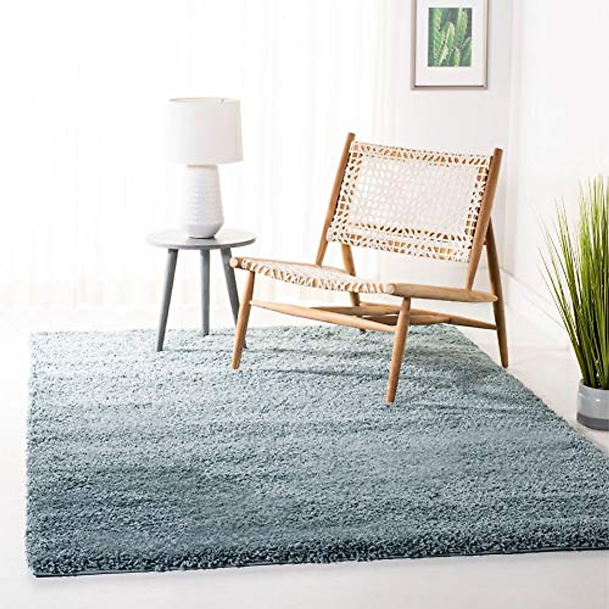 SAFAVIEH California Shag Collection Accent Rug - 4' x 6', Light Blue, Non-Shedding & Easy Care, 2-inch Thick Ideal for High Traffic Areas in Entryway, Living Room, Bedroom (SG151-6060)