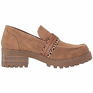 Blowfish Malibu Women's Lahtay Lug Heel Loafer, AlmondOiledVegan/CrmCoffDyec, 7.5M