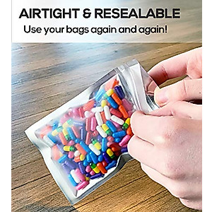 Mylar Resealable Smell Proof Bags - Aluminum Foil Black Packaging Bags - Food Grade Zip Bags for Packaging - Air Tight Small Mylar Bags - Heat Seal Bag Storage (3.3 x 5.1 inch, 8.5x13cm) (500)