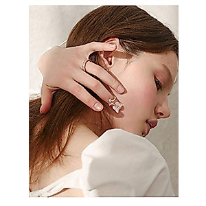 TOPGRILLZ 14K Gold Plated Iced out Butterfly Adjustable Finger Tip Ring for Women Novelty Fashion Jewelry (Rose Gold)