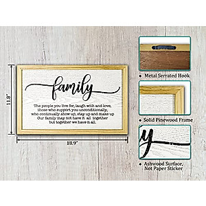 CYPREWOOD Family Definition Wooden Hanging Sign, 19"x12" Home Inspirational Quotes Farmhouse Wall Art Decoration, Rustic Wood Plaque Wall Decor for Living Room, Bedroom