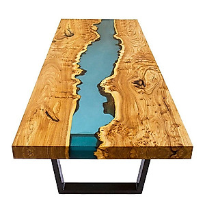 Epoxy Table, Live Edge Wooden Table, Epoxy Resin River Table, Natural Wood,Dining Table, Natural Epoxy Table, Resin Table 42" x 24" Inch, Piece Of Conversation