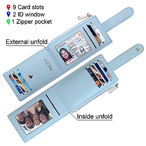 Badiya RFID Card Holder Wallet for Women Slim Wallets Bifold Multi Card Case Zipper Coin Purse