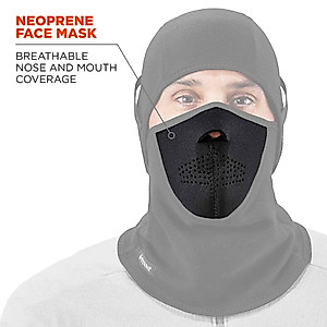 Ergodyne Mens Face Mask - 2-pc Fleece Neoprene Balaclava, Black