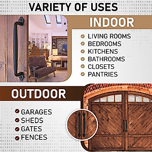 VivaLight 12 Inch Round Rustic Barn Door Handle - Solid Steel Black Pull for Sliding Doors, Gates, Garages, Sheds, Closets, Pantries - Durable & Stylish - Easy Install