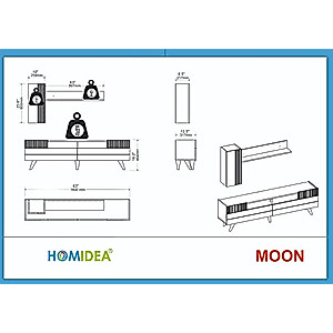 HOMIDEA Moon TV Stand -TV Lowboard – Wall Unit Set – TV Board – Cabinet with Two Doors and Wall Shelf in Modern Design (Anthracite/Walnut)