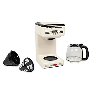 Nostalgia Retro 12-Cup Programmable Coffee Maker With LED Display, Automatic Shut-Off & Keep Warm, Pause-And-Serve Function, Cream