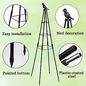 Garden Trellis, Support Plant Stand for Climbing Plants Outdoor and Indoor Trellis, Potted Plants Flowers Vegetables and Vines, Tomato Cage Tower - 1 Pack