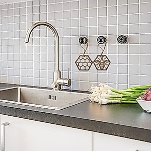 10Pcs Wooden Coaster Hollow Hex Wooden Cup Cushion Honeycomb Design Cup Pad Wall Art Decoratiob for Bee Lovers Collection Housewarming Gift Coffee DIY Bar Home Decor(10Pcs, Bees)