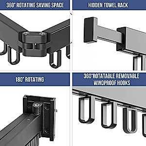 MIFXIN Retractable Clothes Drying Rack Laundry Wall Mounted Two-Fold Drying Rack Collapsible Clothes Hanger Folding Clothing Rack for Laundry Balcony (Black)