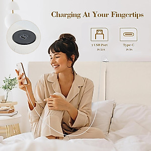 VECELO Twin Bed Frame with Type-C & USB Ports, Upholstered Platform Height-Adjustable Cotton and Linen Headboard, No Box Spring Needed, Noise-Free, Easy Assembly, Beige