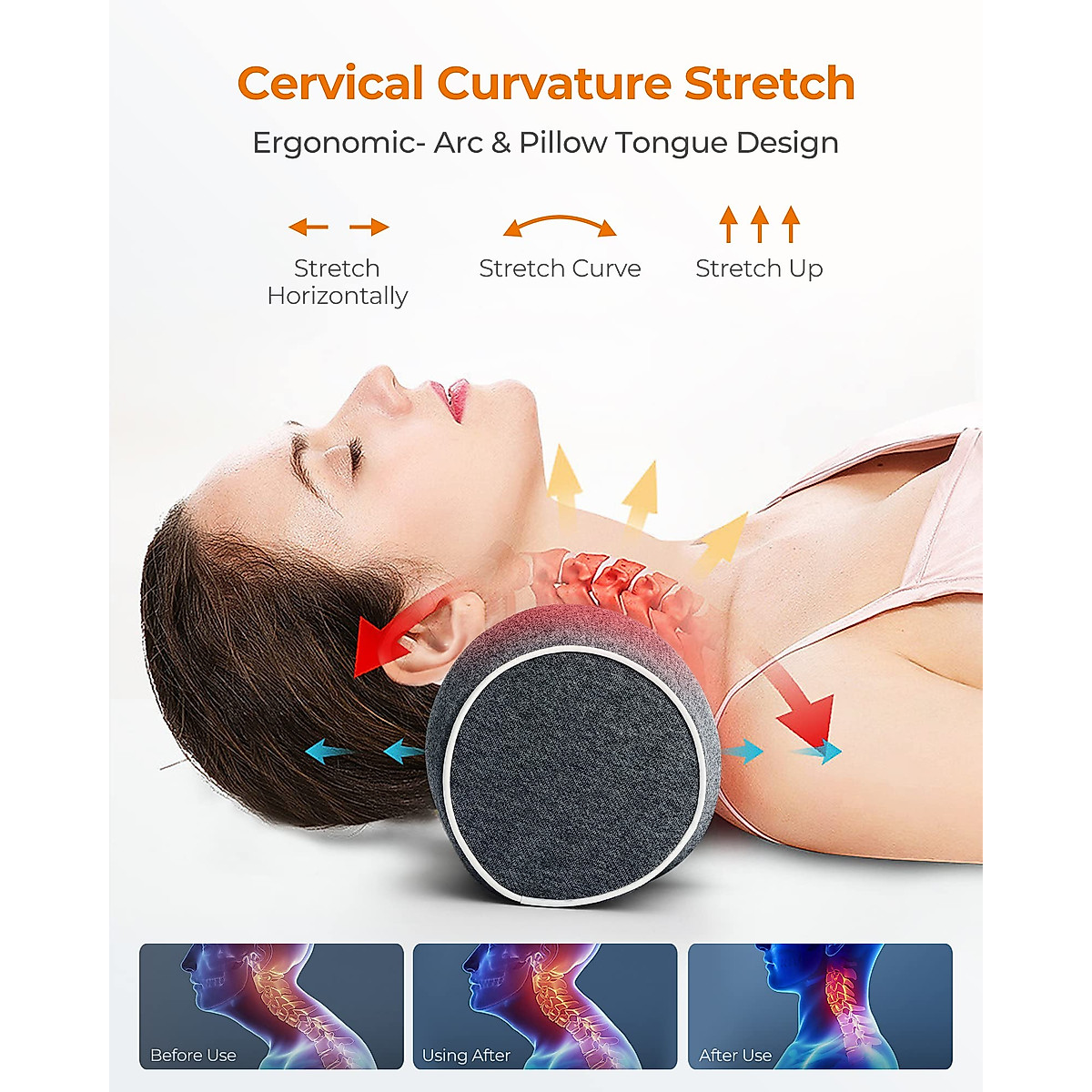 nimood Neck Stretcher, Cervical Neck Traction Device, Neck Hump Corrector with Graphene Heating, Neck and Shoulder Relaxer for TMJ Neck Pain Relief, Muscle Relax, Spine Alignment Relax Gifts for Bed