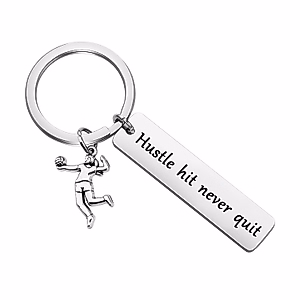 MYOSPARK Volleyball Keychain Volleyball Team Gift Hustle Hit Never Quit Keychain Gift For Volleyball Coach Players (Quit Keychain)