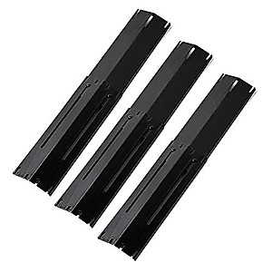 DELSbbq Universal Adjustable Grill Heat Plate Replacement for Gas Grill, Porcelain Steel Heat Plate Shield, Flavorizer Bar, Extends from 11.75" up to 21" L (Pack of 3)