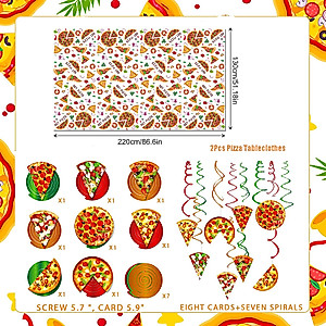 Pizza Party Decorations Theme Supplies Rectangular Tablecloth for Parties Table Covers 2Pcs Picnic Pizza Table Cloths Birthday Party Decor Hanging Swirls Streamers Hanging Decor from Ceiling