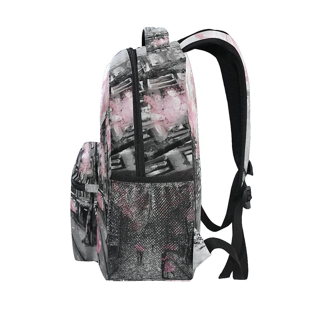 TropicalLife Pink Cherry Blossom Paris Eiffel Tower Backpacks Bookbag Shoulder School Computer Hiking Gym Travel Casual Travel Daypack