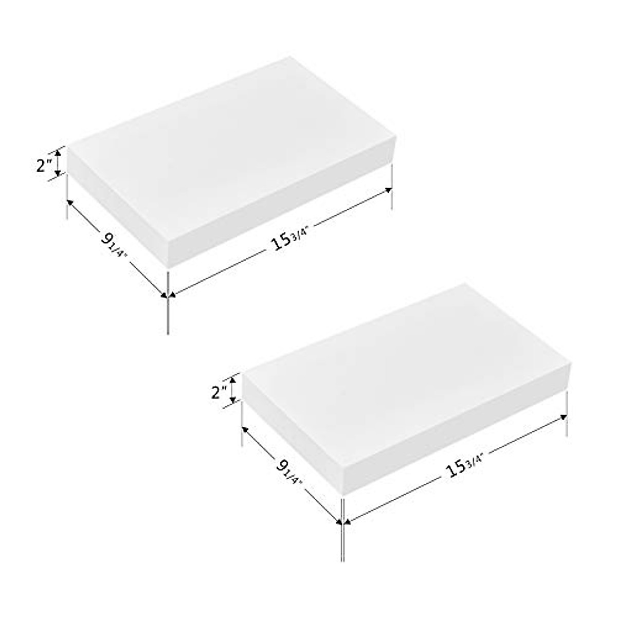 WELLAND New Chicago Floating Shelves Set of 2, 2" Thickness 9.25" Depth Floating Wall Shelves Ledge Shelves, 16-inch, White