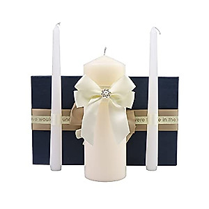 Unity Candles for Wedding Ceremony Set, Wedding Accessories for Reception Ceremony - Wedding Gifts - Candle Sets - 5.5 Inch Pillar and Two 9.8 Inch Tapers