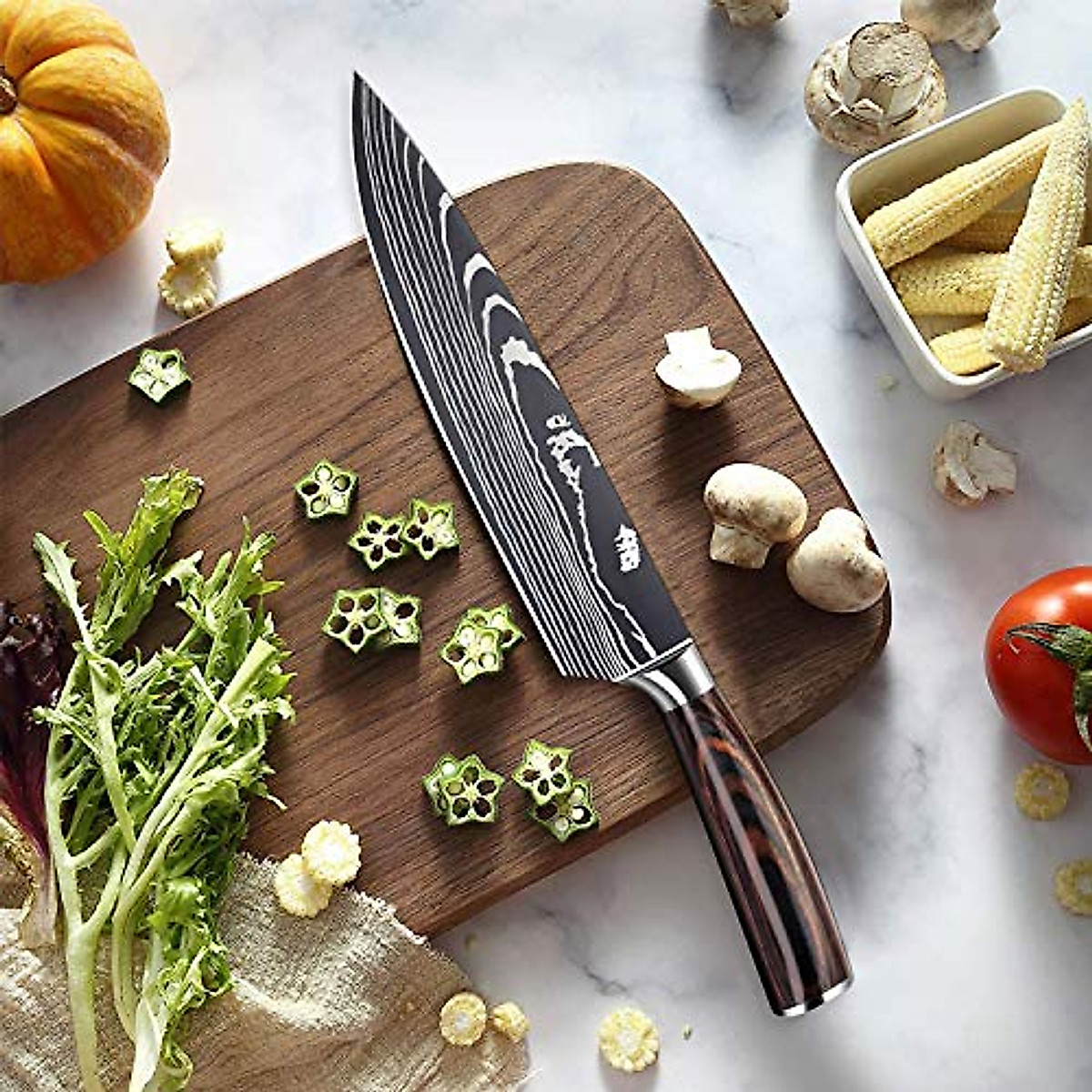 MDHAND Professional Kitchen Chef Knife Set, High-Carbon Stainless Steel Chef Knife Set, Chef Knife, Butcher knife, Bread Knife, 8 Piece Knifes set