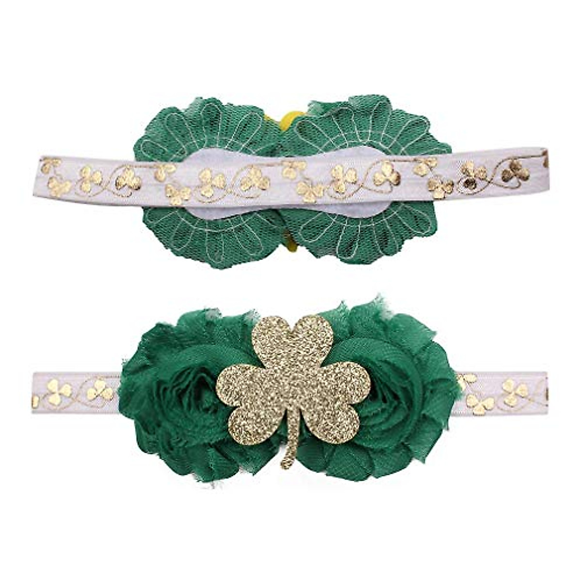 YanJie St. Patrick's Day Baby Girl Hairbands - Shabby Chiffon Gold Metallic FOE Headband Hair Accessories for Birthday Gift (St FOE, free)