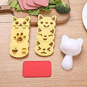 Rice Ball Mold, 3 Pack Onigiri Mold, Cute Cat Kitten Sushi Mold for Kids, Musubi Maker Press, Classic Triangle Rice Ball Maker Sushi Mold Kit for Lunch Bento Box Accessories