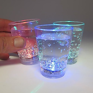 LED Light Up Shot Glasses (Set of 12) - Push Button Light Up LED Shot Glasses with Glowing LED Lights (Assorted Colors)