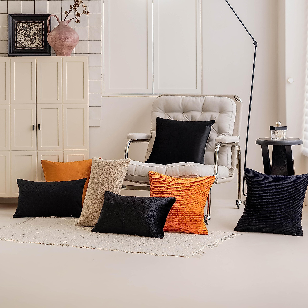 Home Brilliant Rectangle Throw Pillow Cover Faux Fur Suede Accent Decorative Spring Decorations Throw Pillows Oblong Cushion Cover for Bed, 12x20 Inch, Black