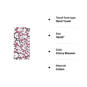 ZzWwR Beautiful Pink Cherry Blossoms Branch Floral Pattern Soft Highly Absorbent Large Decorative Hand Towels Multipurpose for Bathroom, Hotel, Gym and Spa (16 x 30 Inches)