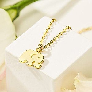 AOOF S925 Silver Lucky Elephant Necklace Women's Clavicle Chain Pendant Fashion Gold