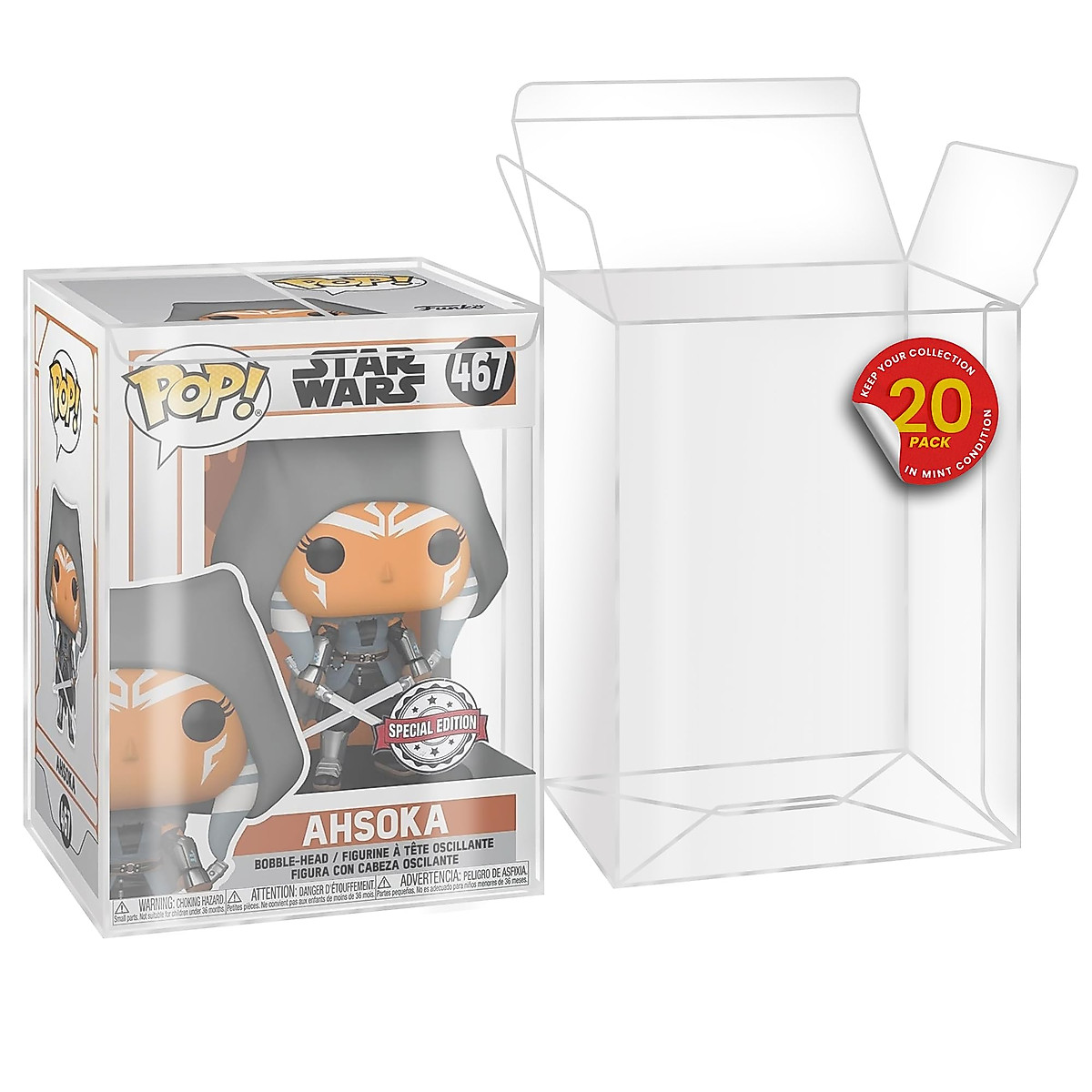 20 Pack Funko Pop Protector Display Case - Soft Plastic Protective Box Case to Keep Your Collection in Mint Condition - Showcase Your Collection with Durable, Clear Protectors
