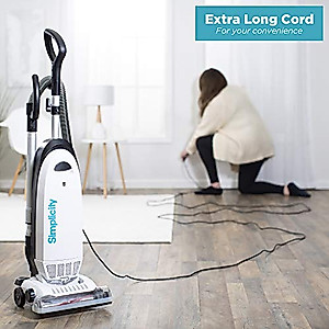 Simplicity Allergy Upright Vacuum for Carpet and Hardwood, Multi Surface Vacuum Cleaner with Certified HEPA Filter and Bag, S20EZM