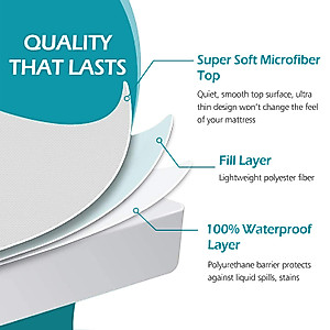 HAOK Waterproof for Water Heated Mattress Pad King Size -Diamond Quilted Down Alternative Mattress Protector Cover Fitted Up to 16” Deep Pocket